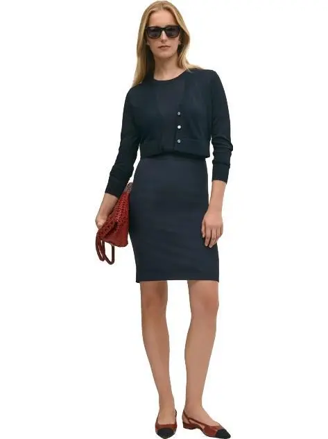 Brooks Brothers Cropped V-neck Cardigan - Navy