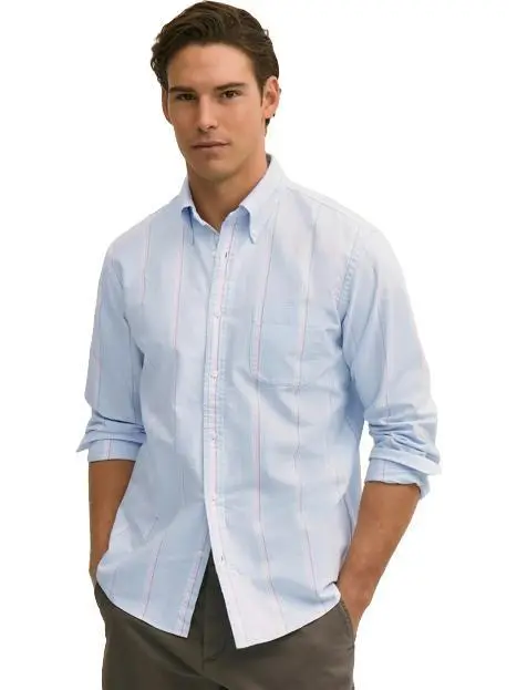 Brooks Brothers Friday Shirt, Oxford Stripe - Blue