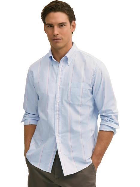 Brooks Brothers Friday Shirt, Oxford Stripe - Blue