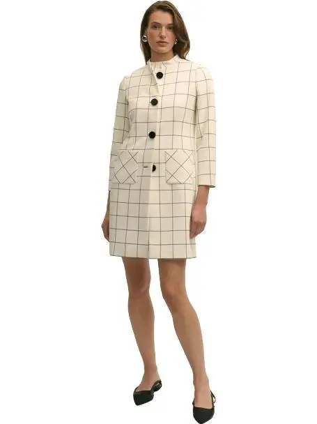 Brooks Brothers Windowpane Jacket And Dress Set - Ivory