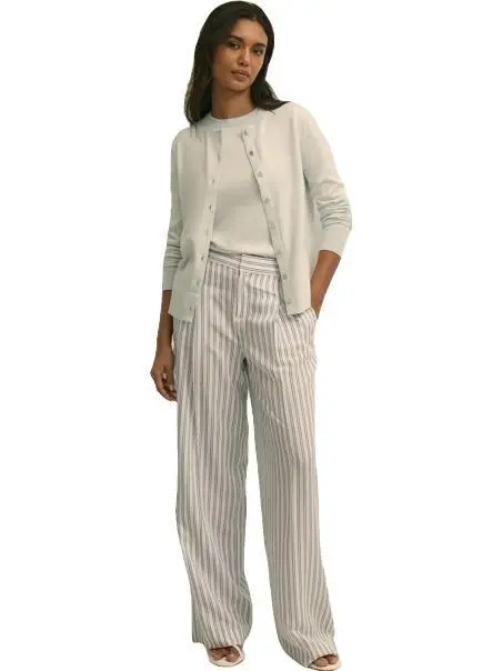Brooks Brothers Viscose Striped Wide Leg Pants - Blue