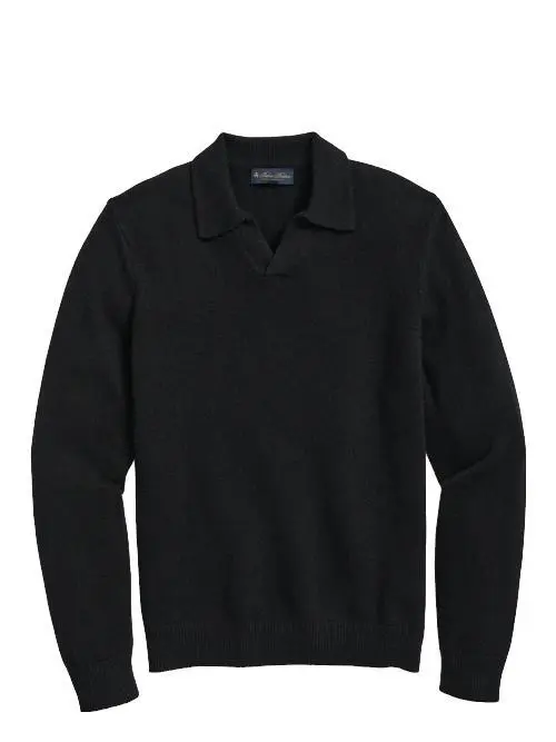 Brooks Brothers 3-ply Cashmere Jonny Collar Polo Sweater - Black