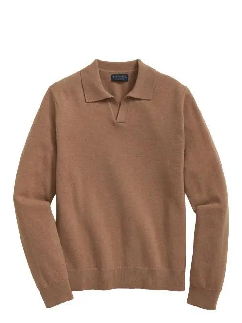 Brooks Brothers 3-ply Cashmere Jonny Collar Polo Sweater - Brown