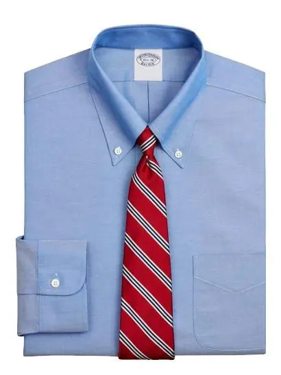Brooks Brothers Stretch Supima Cotton Non-iron Pinpoint Oxford Button-down Collar Dress Shirt - Blue