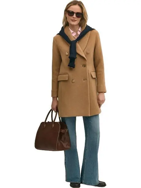 Brooks Brothers Wool Oversized Shawl Collar Coat - Camel