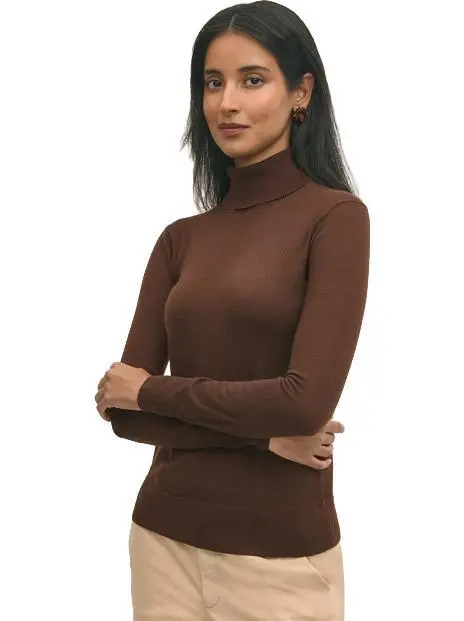 Brooks Brothers Merino Wool Turtleneck Sweater - Brown