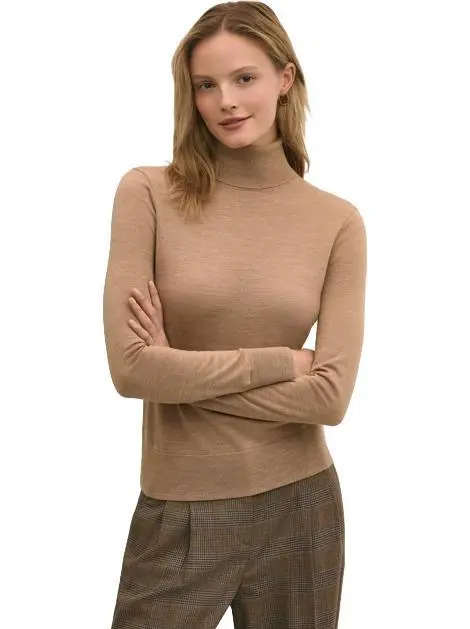Brooks Brothers Merino Wool Turtleneck Sweater - Camel
