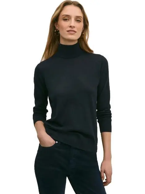 Brooks Brothers Merino Wool Turtleneck Sweater - Navy