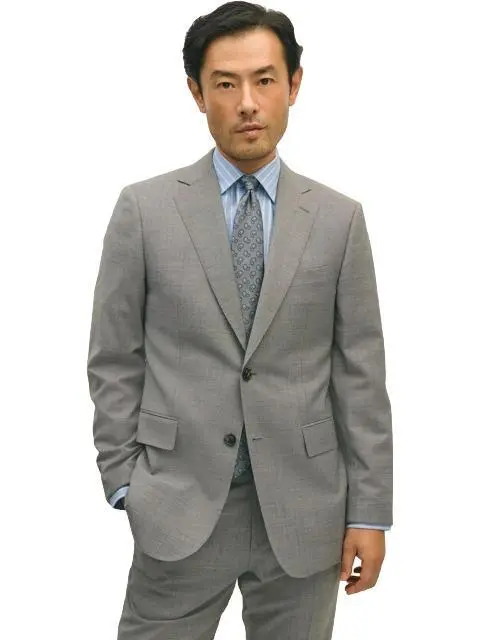 Brooks Brothers Slim Fit Wool Mini Houndstooth 1818 Suit - Grey