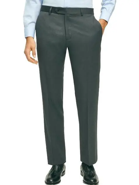 Brooks Brothers Traditional Fit Wool Dress Pants - Grey