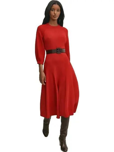 Brooks Brothers Viscose Blend Shirred-sleeve Dress - Red
