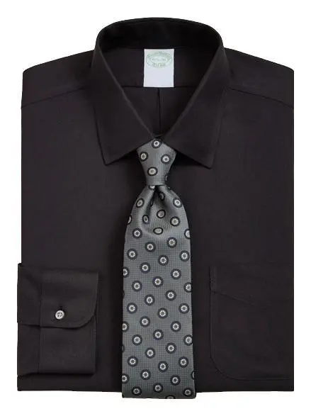 Brooks Brothers Explorer Collection Non-iron Twill Ainsley Collar, Dress Shirt - Black