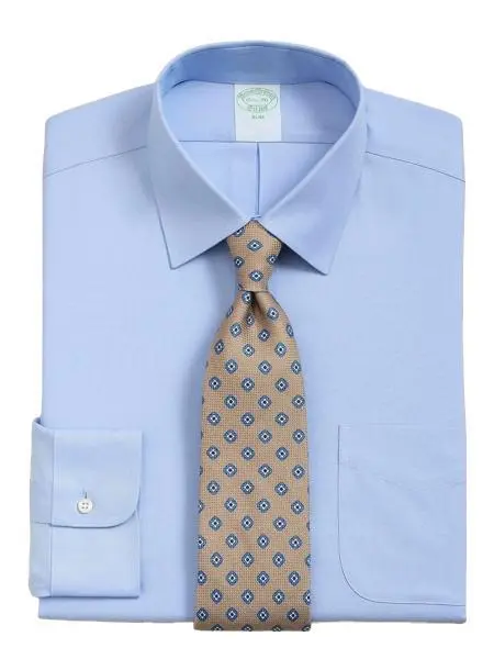 Brooks Brothers Explorer Collection Non-iron Twill Ainsley Collar, Dress Shirt - Hydrangea
