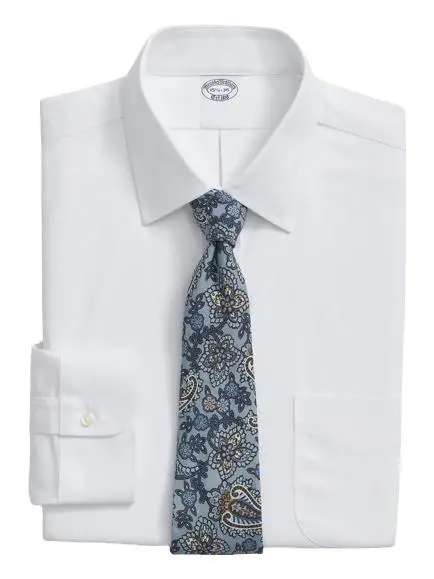 Brooks Brothers Explorer Collection Non-iron Twill Ainsley Collar, Dress Shirt - White