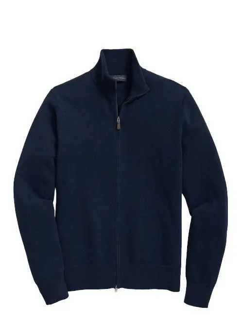 Brooks Brothers 3-ply Cashmere Full-zip Cardigan Sweater - Blue