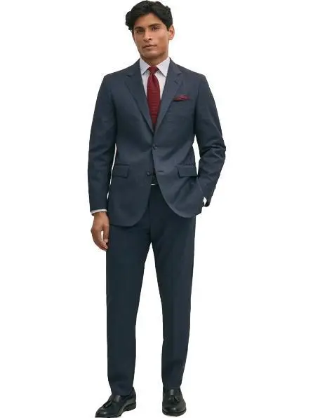 Brooks Brothers Slim Fit Wool Check 1818 Suit - Navy