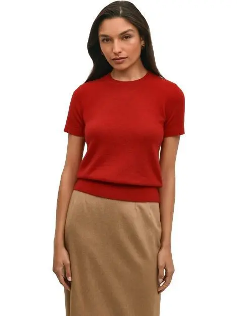 Brooks Brothers Cashmere Short-sleeve Shell Sweater - Red