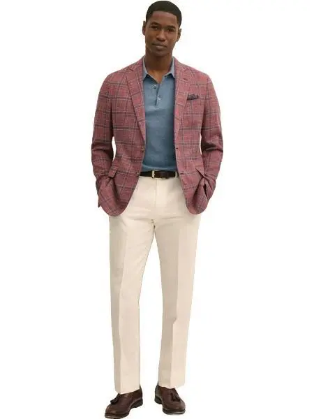 Brooks Brothers Classic Fit Linen Dress Pants - White