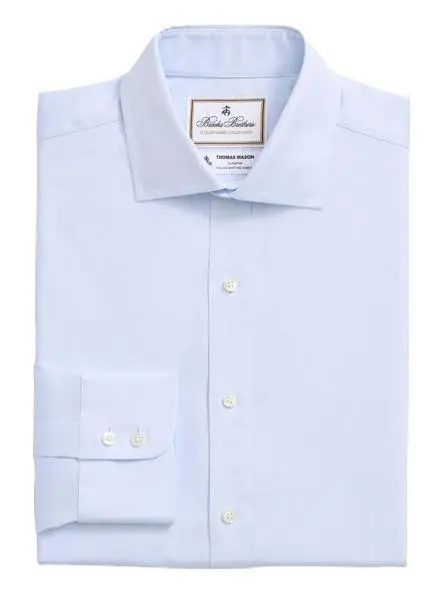 Brooks Brothers X Thomas Mason Cotton Pinpoint Oxford English Collar Dress Shirt - Light Blue