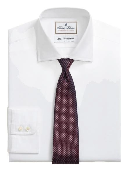 Brooks Brothers X Thomas Mason Cotton Pinpoint Oxford English Collar Dress Shirt - White