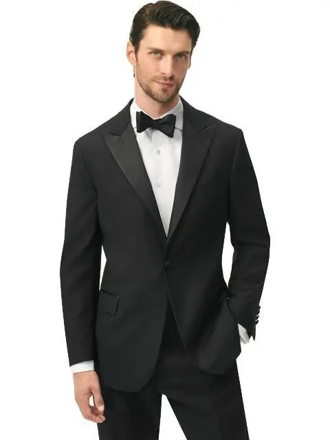 Brooks Brothers Classic Fit Wool 1818 Peak Lapel Tuxedo - Black