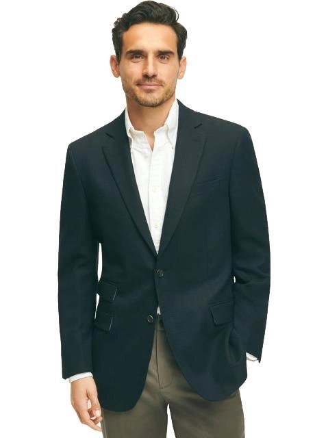 Brooks Brothers Traditional Fit Stretch Wool Hopsack Blazer - Navy