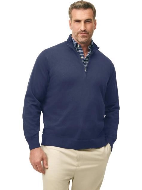 Brooks Brothers Big & Tall Supima Cotton Quarter-zip Sweater - Navy