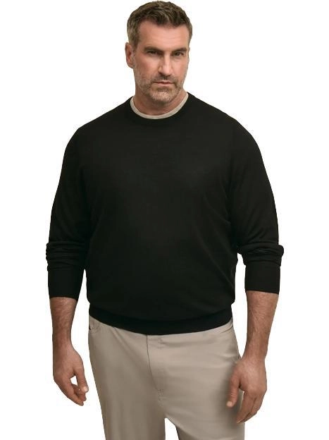 Brooks Brothers Big & Tall Ultimate Merino Wool Crewneck Sweater - Black