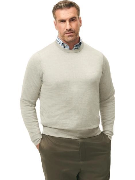 Brooks Brothers Big & Tall Ultimate Merino Wool Crewneck Sweater - Grey