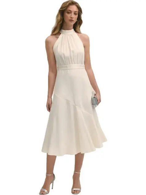 Brooks Brothers Crepe Halterneck Dress - White