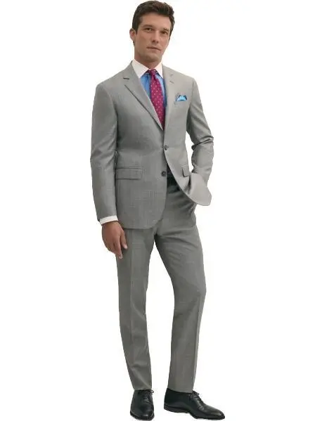 Brooks Brothers Slim Fit Wool Sharkskin 1818 Suit - Light Grey