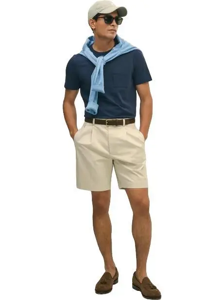 Brooks Brothers 8" Pleat Front Advantage Chino Shorts - Stone