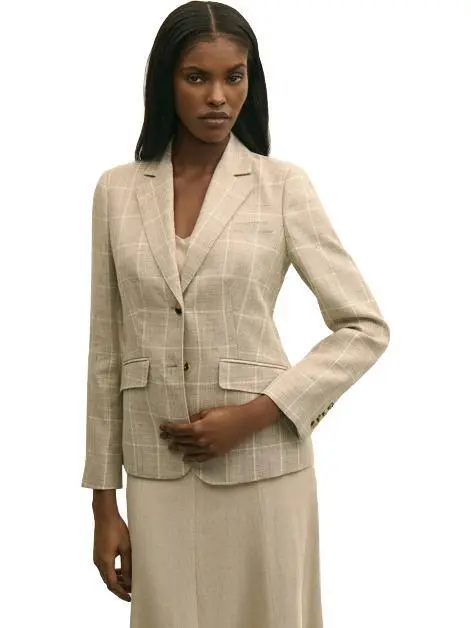 Brooks Brothers Linen-wool Blend Windowpane Blazer - Grey