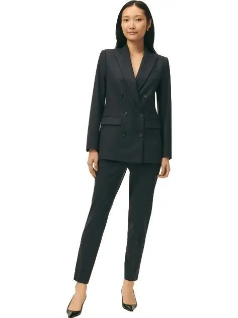 Brooks Brothers Double-breasted Peak Lapel Jacket In Wool Blend - Navy