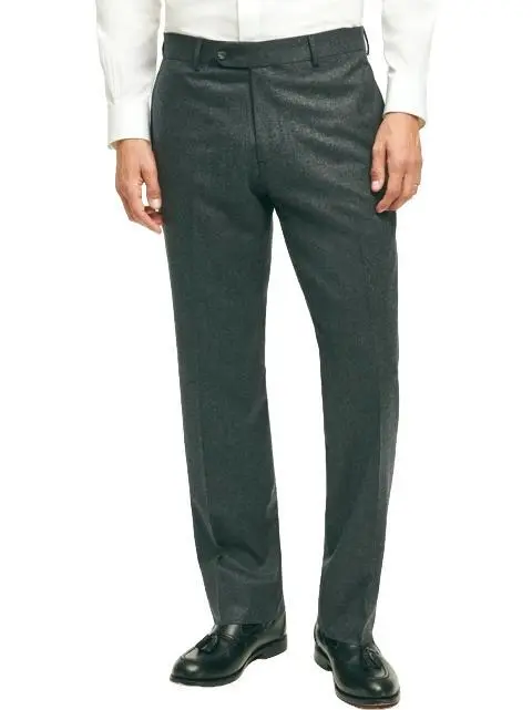Brooks Brothers Traditional Fit Wool Flannel Dress Pants - Charcoal