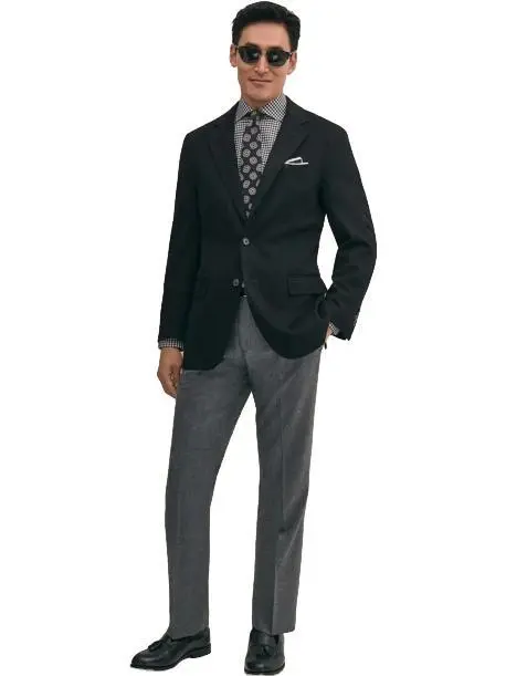 Brooks Brothers Traditional Fit Wool Flannel Dress Pants - Grey