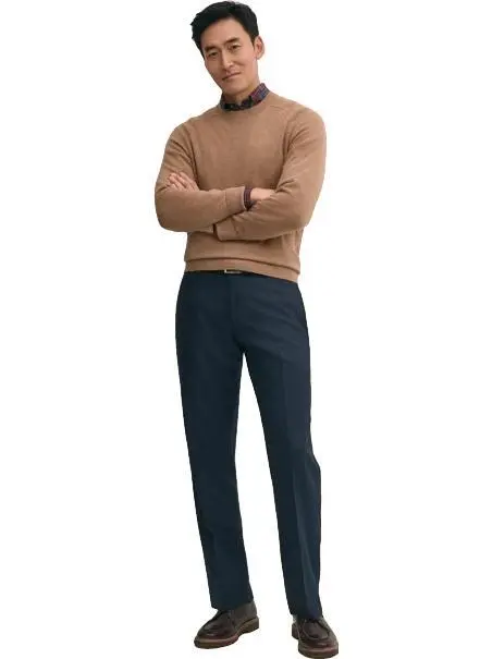 Brooks Brothers Traditional Fit Wool Flannel Dress Pants - Navy