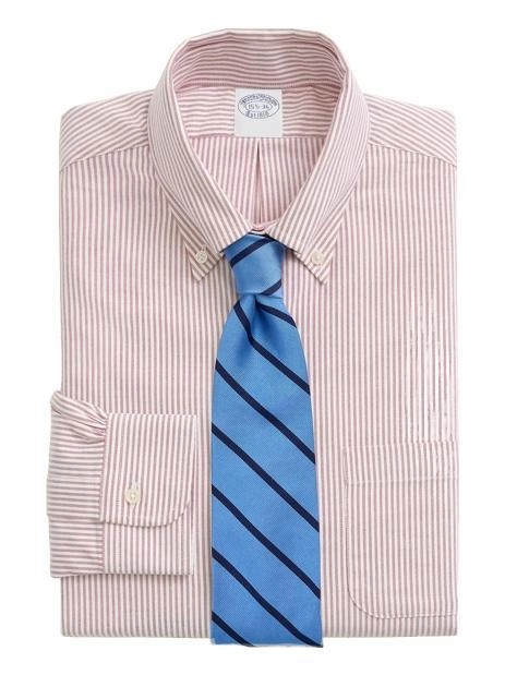 Brooks Brothers American-made Oxford Cloth Button-down Stripe Dress Shirt - Red
