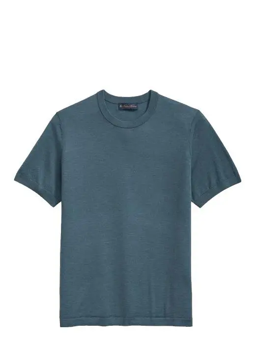 Brooks Brothers Fine Gauge Merino Wool Short Sleeve Crewneck Sweater - Dark Teal