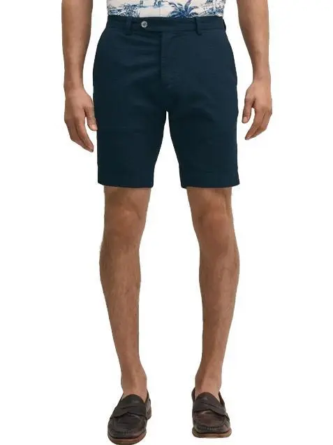 Brooks Brothers 9" Washed Cotton Seersucker Shorts - Navy
