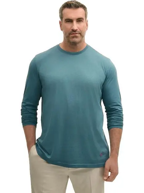 Brooks Brothers Big & Tall Supima Cotton Long-sleeve Logo T-shirt - Blue