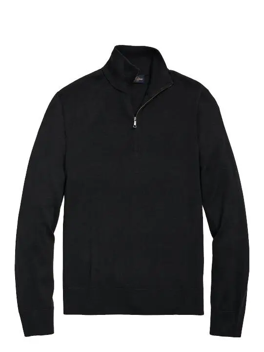 Brooks Brothers Ultimate Merino Wool Quarter-zip Pullover - Black
