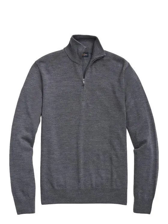 Brooks Brothers Ultimate Merino Wool Quarter-zip Pullover - Grey Heather