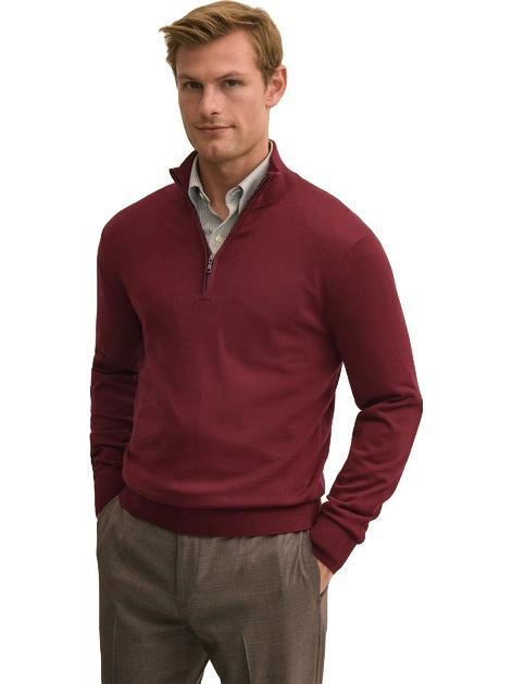 Brooks Brothers Ultimate Merino Wool Quarter-zip Sweater - Maroon