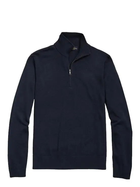 Brooks Brothers Ultimate Merino Wool Quarter-zip Pullover - Navy