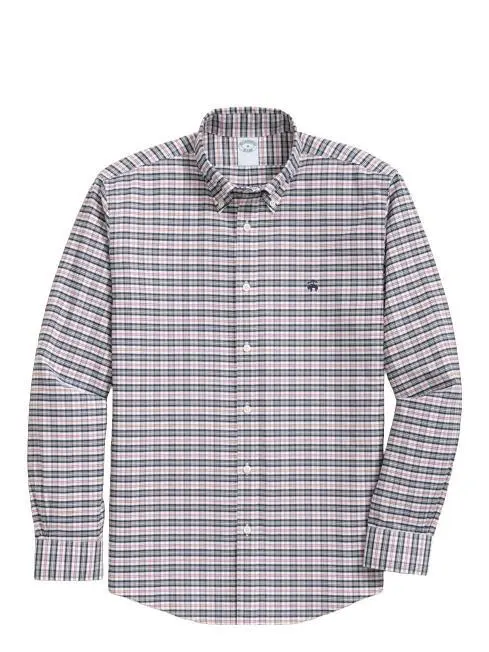 Brooks Brothers Stretch Non-iron Oxford Button-down Collar, Vintage Check Shirt - Multicolor