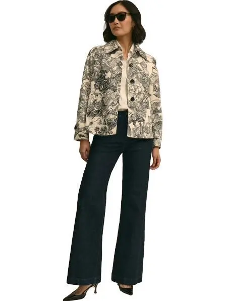 Brooks Brothers Relaxed Cotton Twill Floral Jacket - Black