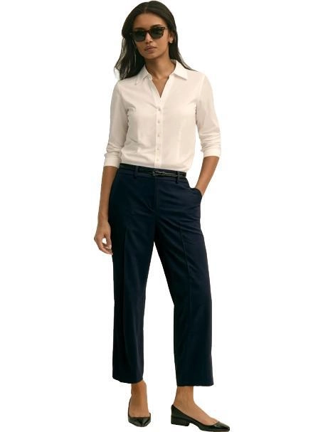 Brooks Brothers Cropped Wide-leg Advantage Chino Pants - Navy