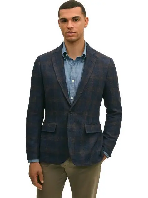 Brooks Brothers Slim Fit Hopsack Check Sport Coat - Navy