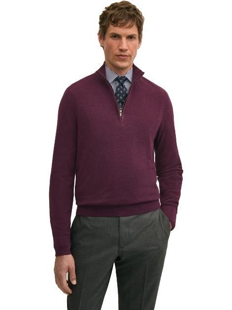 Brooks Brothers Supima Cotton Pique Quarter-zip Sweater - Wine